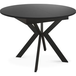 ESSTISCH Lily runder ausziehbarer, Schwarz 100-140/100/76 cm