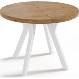 ESSTISCH Twixy runder ausziehbarer, Wotan Eiche 90-170/90/76 cm