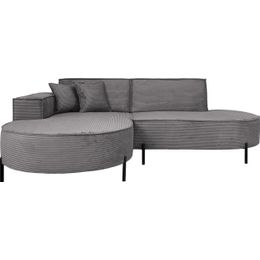 ECKSOFA Hana Loft 3-Sitzer Ecke Links, Cordstoff Chenille, Grau 241/80/168 cm