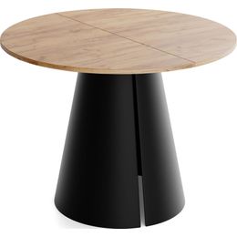 ESSTISCH Lamio runder ausziehbarer, Eiche Hell Braun 120-200/120/76 cm