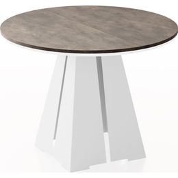 ESSTISCH Kova runder ausziehbarer, Dunkelgrauer Chicago Beton 120-200/120/76 cm