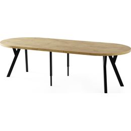 ESSTISCH Twixy XXL gro&szlig; rund oval ausziehbar, Eiche Hell Braun 100-250/100/76 cm