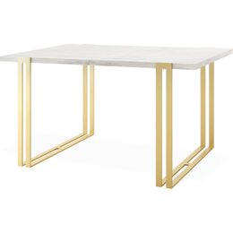 ESSTISCH Stella rechteckig ausziehbar, Marmor Wei&szlig; 140-260/80/76 cm
