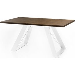 ESSTISCH Colter Wei&szlig; rechteckig ausziehbar, Lefkas Eiche 140-240/80/76 cm