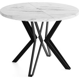 ESSTISCH Revena runder ausziehbarer, Marmor Wei&szlig; 120-200/120/76 cm