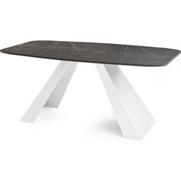 ESSTISCH Monte Wei&szlig; rechteckig ausziehbar, Marmor Schwarz 180-220/90/76 cm