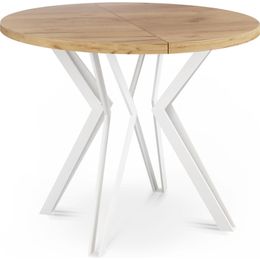 ESSTISCH Austin runder ausziehbarer, Craft Eiche 120-200/100/76 cm