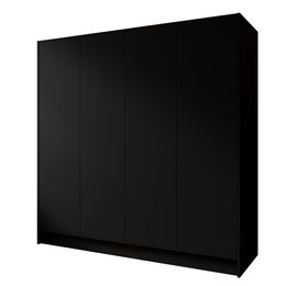 KLEIDERSCHRANK Mono Grifflos im Skandi-Stil, Schwarz 200/200/51 cm