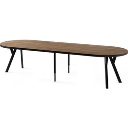 ESSTISCH Twixy XXL gro&szlig; rund oval ausziehbar, Eiche Dunkelbraun Rustikal 100-300/100/76 cm