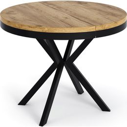 ESSTISCH Ross runder ausziehbarer, Craft Eiche 100-180/100/76 cm