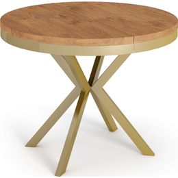 ESSTISCH Dina runder ausziehbarer, Lancelot Eiche 100-180/100/76 cm