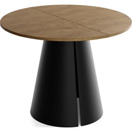 ESSTISCH Lamio runder ausziehbarer, Eiche Braun Rustikal 100-180/100/76 cm