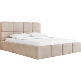 POLSTERBETT Tivio mit Bettkasten, Beige Samt 120x200 cm