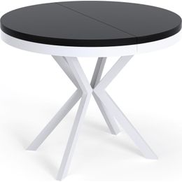 ESSTISCH Cloud runder ausziehbarer, Schwarz 100-180/100/76 cm