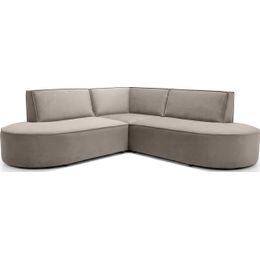 ECKSOFA Nora L-Form 3-Sitzer Universell, Samt, Taupe 223/73/223 cm