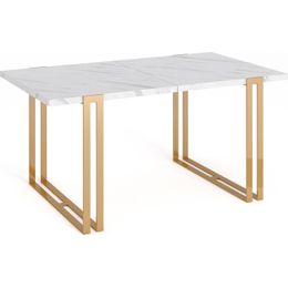 ESSTISCH Wolf rechteckig ausziehbar, Marmor Wei&szlig; 120-220/80/76 cm