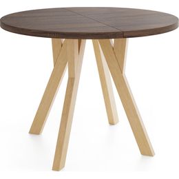 ESSTISCH Avero runder ausziehbarer, Eiche Sonoma dunkelbraun 90-190/90/77 cm