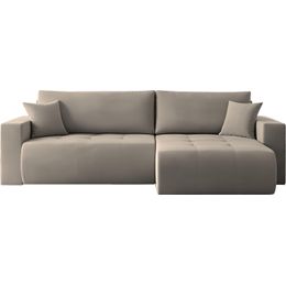 ECKSOFA Alva 3-Sitzer Universall Rechts/Links, Strukturstoff Taupe Beige Grau 277/154/83 cm