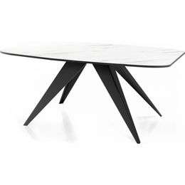 ESSTISCH Foster rechteckig ausziehbar, Marmor Wei&szlig; 160-198/80/76 cm