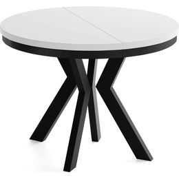 ESSTISCH Savio Neo rund ausziehbar verl&auml;ngerbar, Wei&szlig; 80-130/80/77 cm