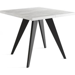 ESSTISCH Quadro quadratischer ausziehbarer, Grauer Beton 100-200/100/76 cm