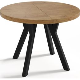 ESSTISCH Twixy runder ausziehbarer, Lancelot Eiche 100-150/100/76 cm