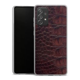 DeinDesign Galaxy A72 Handy Slim Case Silikon Handyh&uuml;lle transparent H&uuml;lle extra d&uuml;nn Leather Crocodile Animal Print Silikon Slim Case