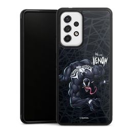 DeinDesign Galaxy A53 5G Handy Gallery Case Handyh&uuml;lle 9H Geh&auml;rtetes Glas R&uuml;ckseite H&uuml;lle Spiderman Marvel Venom Gallery Case