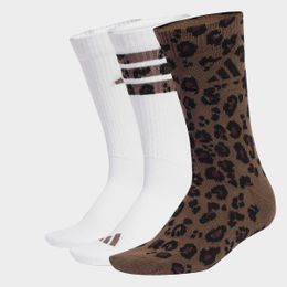 Funktionssocken adidas Performance "LEO SOCK 3PP", Damen, Gr. XL (46/48), braun (earth strata, shadow braun, wei&szlig;), Obermaterial: 54% Baumwolle, 42% Polyester, 3% Elasthan, 1% Polyamid, Socken, f&uuml;r Fitness und Alltag, mit Fu&szlig;gew&ouml;lbeunterst&uuml;tzung