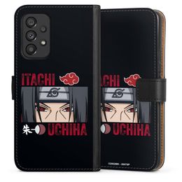 DeinDesign Galaxy A53 5G Handy Klapph&uuml;lle Handyh&uuml;lle aus Kunst Leder schwarz Flip Case Manga Itachi Uchiha Naruto Shippuden Sideflip mit langer Lasche
