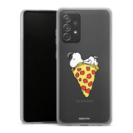 DeinDesign Galaxy A72 Handy Slim Case Silikon Handyh&uuml;lle transparent H&uuml;lle extra d&uuml;nn Peanuts Pizza Snoopy Silikon Slim Case