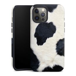 DeinDesign iPhone 12 Pro Max Handy Panzer Handyh&uuml;lle robuste Outdoor H&uuml;lle Schutzh&uuml;lle gl&auml;nzend Animal Look Animal Print Cow Skin Tough Case