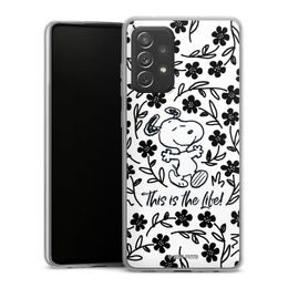 DeinDesign Galaxy A72 Handy Slim Case Silikon Handyh&uuml;lle transparent H&uuml;lle extra d&uuml;nn Peanuts Flowers Snoopy Silikon Slim Case