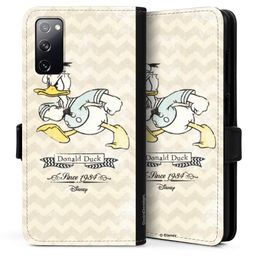 DeinDesign Galaxy S20 Handy Klapph&uuml;lle Handyh&uuml;lle aus Kunst Leder schwarz Flip Case Official Licensed Product Disney Donuld Duck Vintage Sideflip mit Lasche