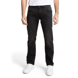 5-Pocket-Jeans Tom Tailor "MARVIN", Herren, Gr. 40, L&auml;nge 34, used schwarz stone schwarz denim, Denim/Jeans, Obermaterial: 75% Baumwolle, 20% Polyester, 3% Viskose, 2% Elasthan, straight fit, Jeans 5-Pocket-Jeans, mit kleinem Logo-Print