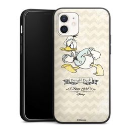 DeinDesign iPhone 12 Handy Premium Silikon H&uuml;lle Handyh&uuml;lle schwarz Case Official Licensed Product Disney Donuld Duck Vintage Silikon Premium Case