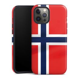 DeinDesign iPhone 12 Pro Max Handy Panzer Handyh&uuml;lle robuste Outdoor H&uuml;lle Schutzh&uuml;lle gl&auml;nzend Flag Norway Flags Tough Case