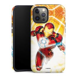 DeinDesign iPhone 12 Pro Max Handy Panzer Handyh&uuml;lle robuste Outdoor H&uuml;lle Schutzh&uuml;lle gl&auml;nzend Marvel Iron Man Fire Tough Case