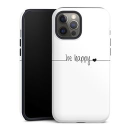 DeinDesign iPhone 12 Pro Max Handy Panzer Handyh&uuml;lle robuste Outdoor H&uuml;lle Schutzh&uuml;lle gl&auml;nzend Statement Happiness Sayings Tough Case