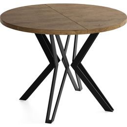 ESSTISCH Revena runder ausziehbarer, Lefkas Eiche 100-180/100/76 cm