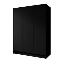 KLEIDERSCHRANK Mono Grifflos im Skandi-Stil, Schwarz 150/200/51 cm