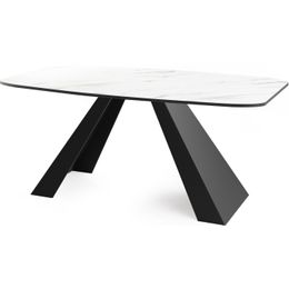 ESSTISCH Monte rechteckig ausziehbar, Marmor Wei&szlig; 180-220/90/76 cm