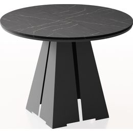 ESSTISCH Kova runder ausziehbarer, Marmor Schwarz 100-180/100/76 cm