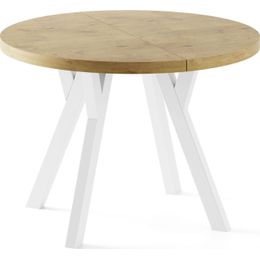 ESSTISCH Twixy XXL gro&szlig; rund oval ausziehbar, Eiche Hell Braun 100-250/100/76 cm