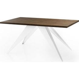 ESSTISCH Vance Wei&szlig; rechteckig ausziehbar, Lefkas Eiche 160-260/90/76 cm