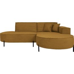 ECKSOFA Hana Loft 3-Sitzer Ecke Rechts, Cordstoff Chenille, Senf 241/80/168 cm