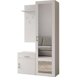 GARDEROBE Talia mit Spiegel, universell montierbar, 100/180/35 cm Wei&szlig;