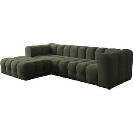 ECKSOFA Mochi L-Form 5-Sitzer Links, Samt, Dunkelgr&uuml;n 290/75/193 cm