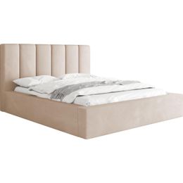 POLSTERBETT Amira mit Bettkasten, Beige Samt 120x200 cm