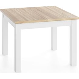 ESSTISCH Toren Wei&szlig; ausziehbar verl&auml;ngerbar quadratisch, Eiche Sonoma Hellbraun 80-280/80/76.5 cm